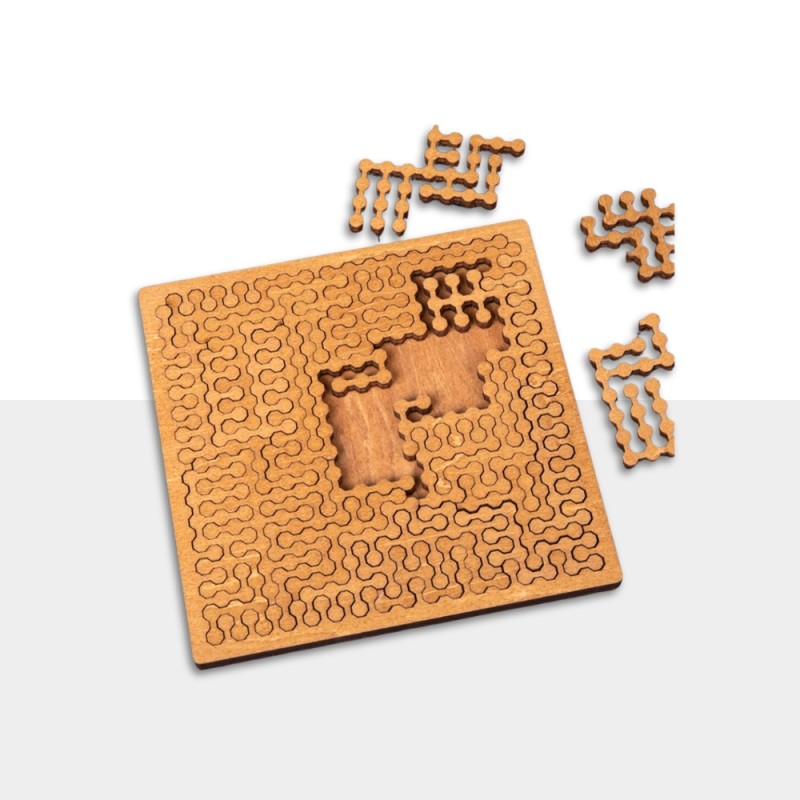 Puzzle de madeira - Desenho de labirinto: desafio e estilo orgânico 🧩