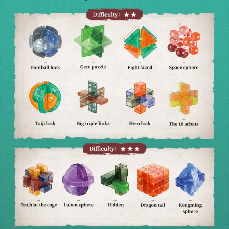 Pack Qiyi Kongming Lock (9 Puzzle) - Puzzle Elegante 🤩